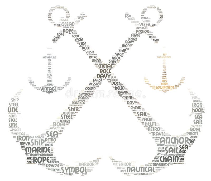 Word Cloud Art of a Ships Anchor Stock Illustration - Illustration of ...