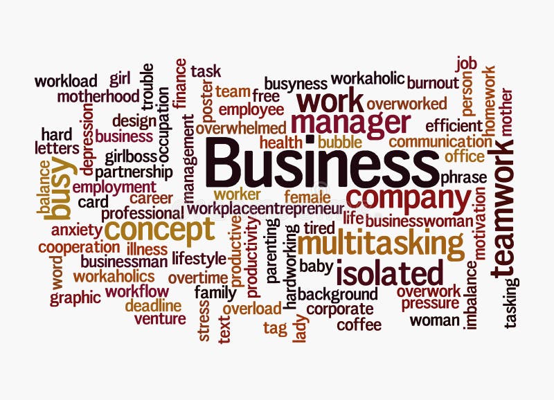 Word Cloud with BUSYNESS Concept, Isolated on a White Background Stock ...