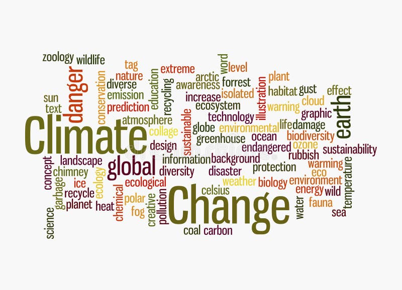 Word Cloud with CLIMATE CHANGE Concept, Isolated on a White Background ...