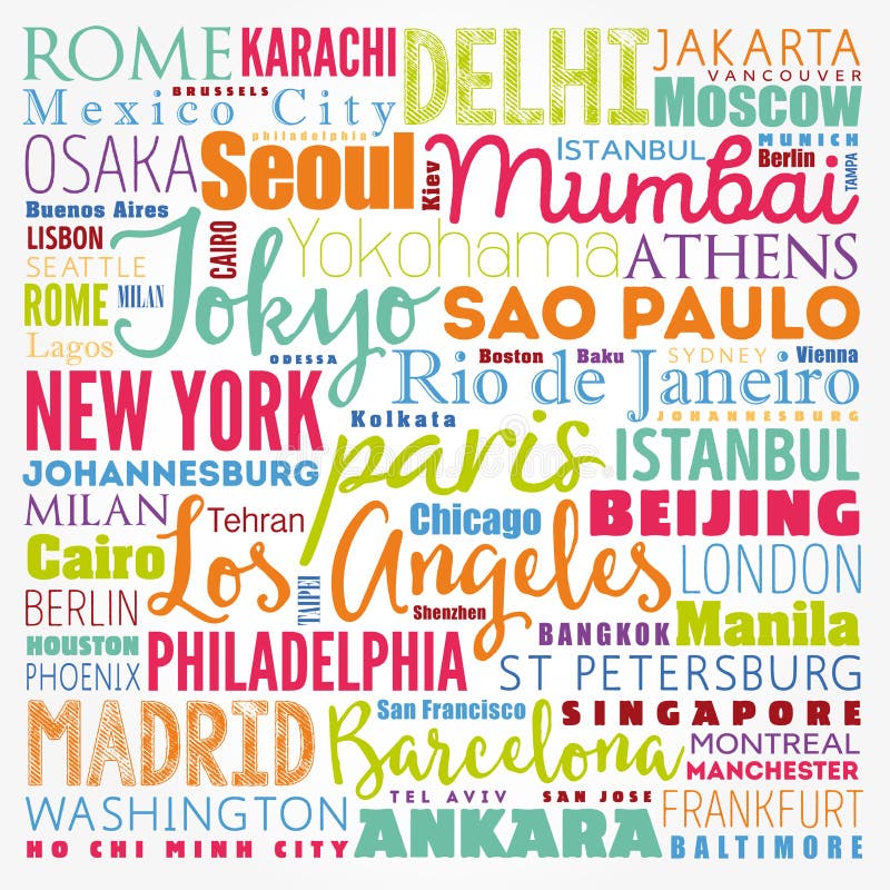 Word Cloud Concept Made with Words Cities Names, Business Concept ...