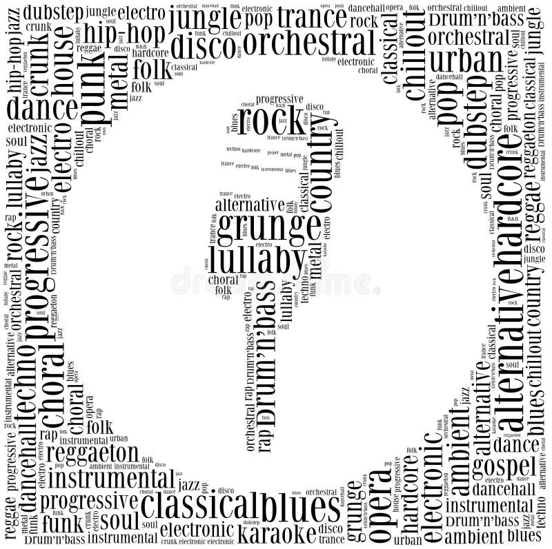 Word Cloud Concept of Music Genres Stock Illustration - Illustration of ...