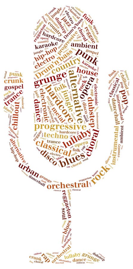Word Cloud Concept of Music Genres Stock Illustration - Illustration of ...