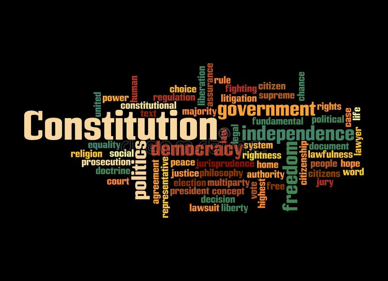 Word Cloud with CONSTITUTION Concept, Isolated on a Black Background ...