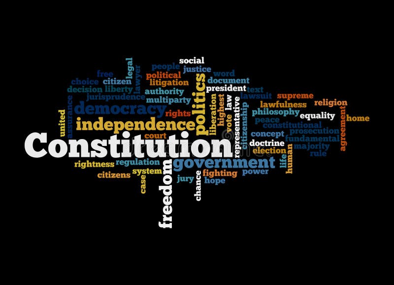 Word Cloud with CONSTITUTION Concept, Isolated on a Black Background ...
