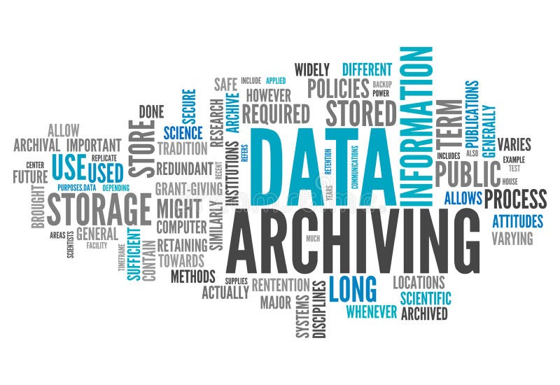 Word Cloud Data Archiving stock illustration. Illustration of concept ...