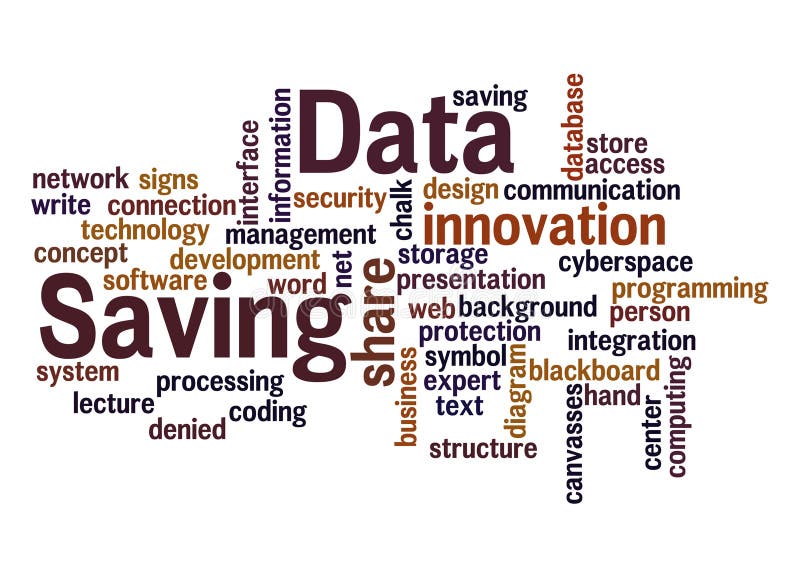 Word Cloud with DATA SAVING Concept Stock Photo - Image of lecture ...