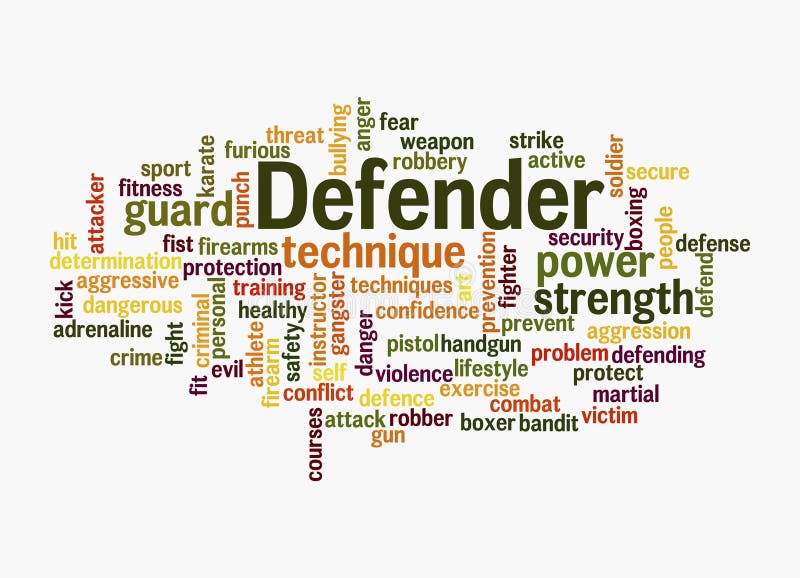 Word Cloud with DEFENDER Concept, Isolated on a White Background Stock ...