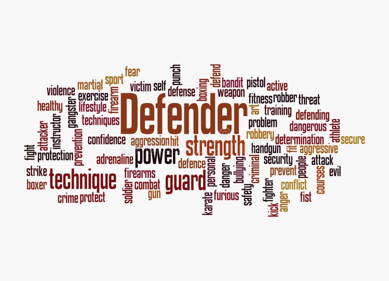 Word Cloud with DEFENDER Concept, Isolated on a White Background Stock ...
