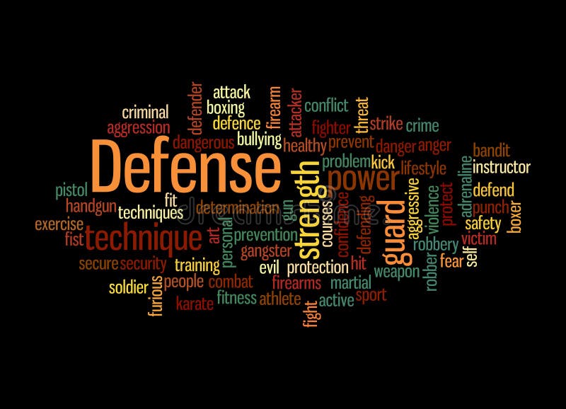 Word Cloud with DEFENSE Concept, Isolated on a Black Background Stock ...