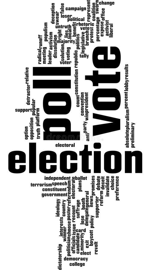 Word Cloud with Election Glossary - Black on White Stock Illustration ...