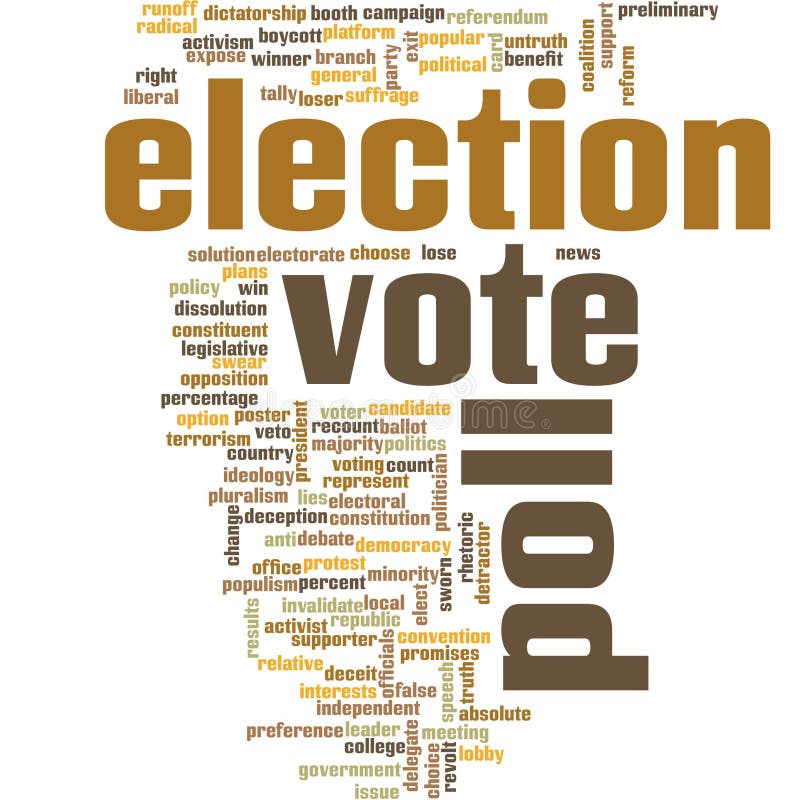 Word Cloud with Election Glossary - Brown Text on White Background ...