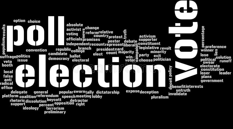 Word Cloud With Election Glossary - White On Black Stock Illustration ...