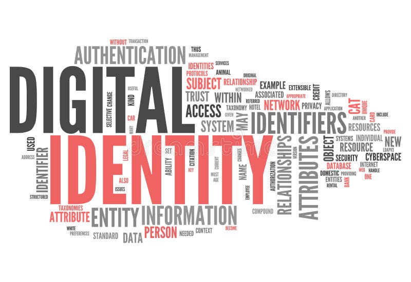 Word Cloud Digital Identity Stock Illustration - Illustration of ...