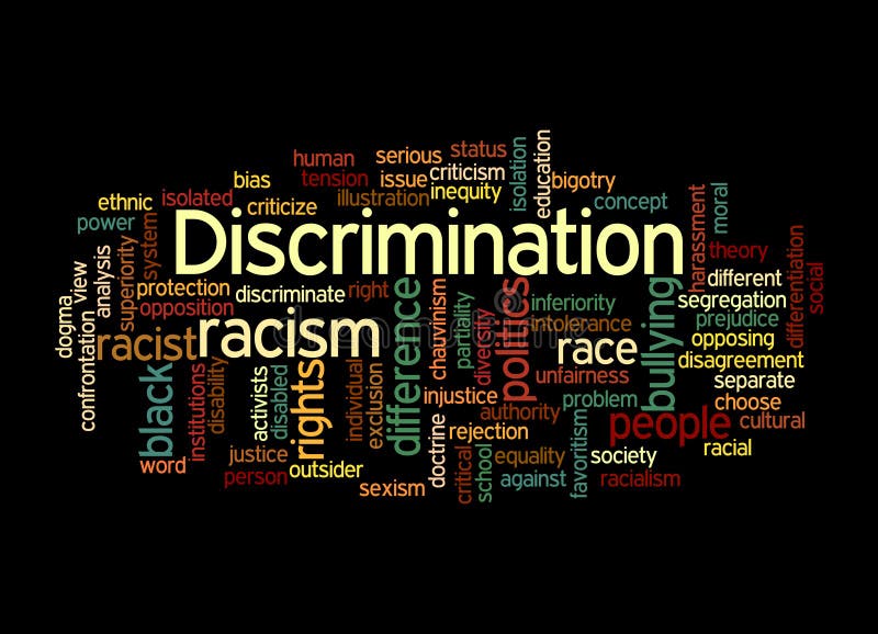 Word Cloud with DISCRIMINATION Concept, Isolated on a Black Background ...