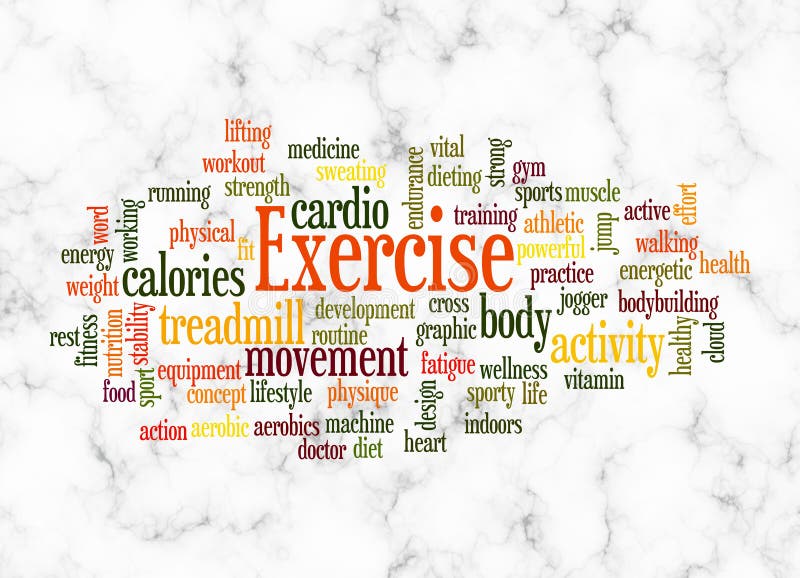 Word Cloud with EXERCISE Concept Create with Text only Stock ...