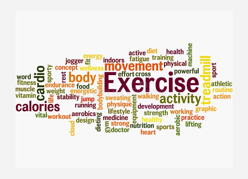 Word Cloud with EXERCISE Concept, Isolated on a White Background Stock ...