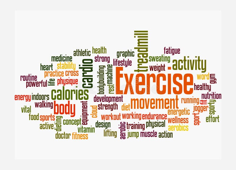 Word Cloud with EXERCISE Concept, Isolated on a White Background Stock ...