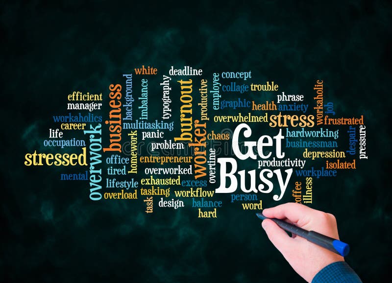 Word Cloud with GET BUSY Concept Create with Text only Stock Image ...