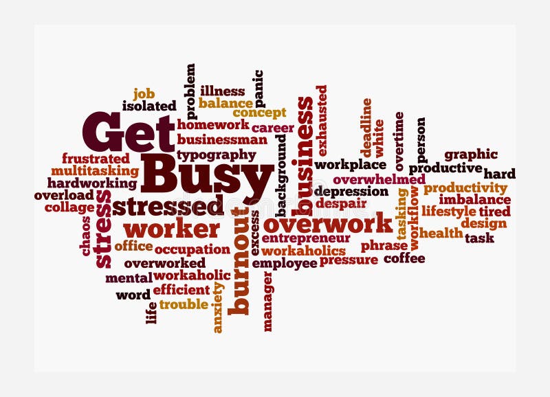 Word Cloud with GET BUSY Concept, Isolated on a White Background Stock ...