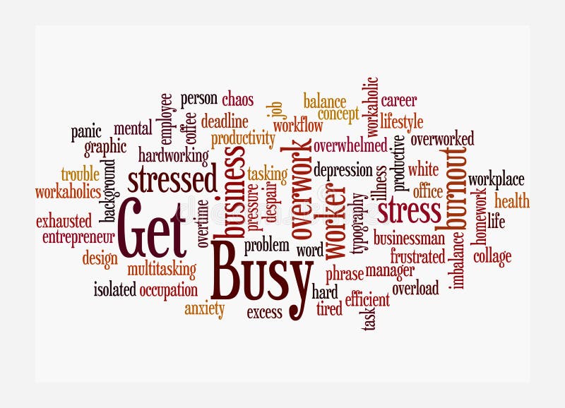 Word Cloud with GET BUSY Concept, Isolated on a White Background Stock ...