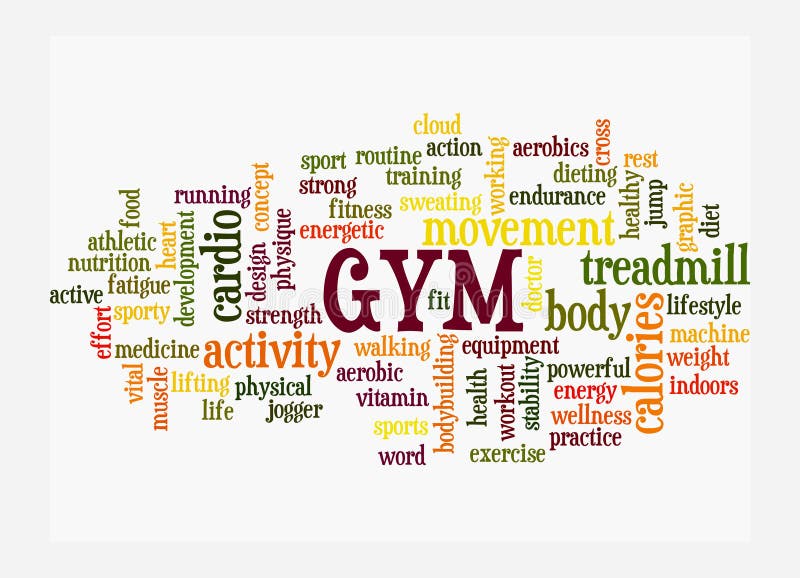 Word Cloud with GYM Concept, Isolated on a White Background Stock ...