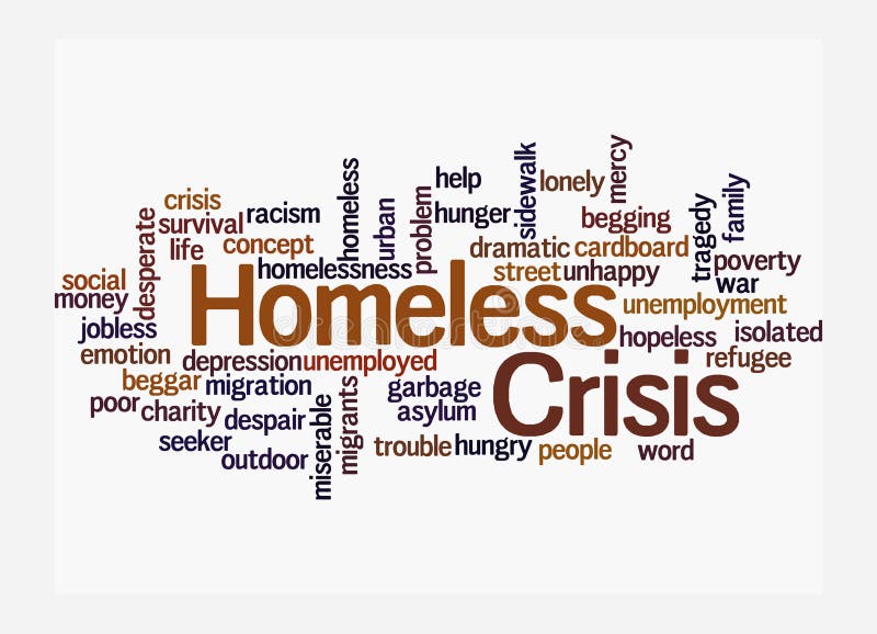 Word Cloud with HOMELESS CRISIS Concept, Isolated on a White Background ...