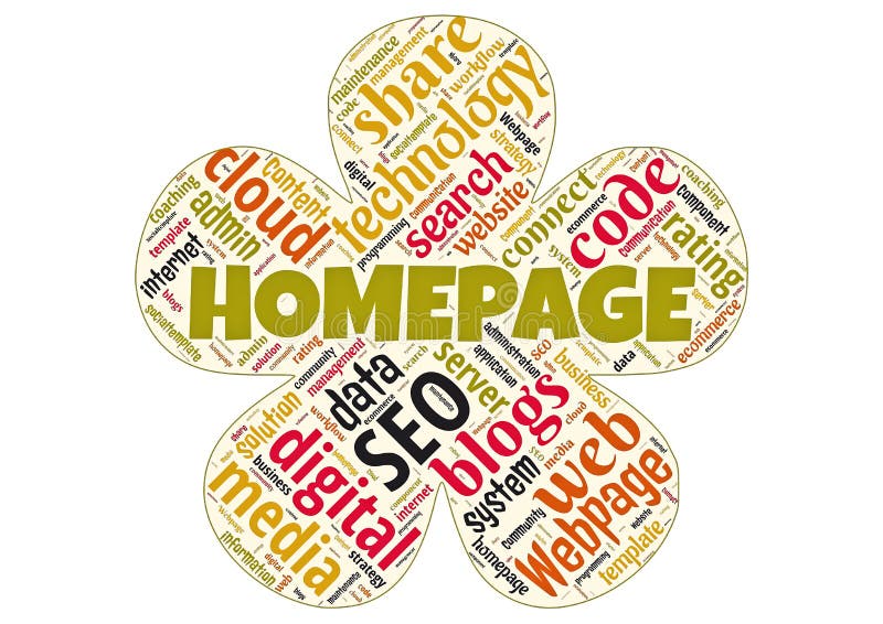 Word cloud of homepage stock illustration. Illustration of homepage ...