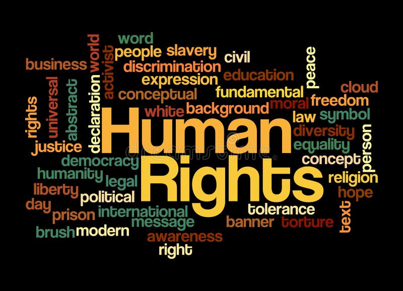 Word Cloud with HUMAN RIGHTS Concept, Isolated on a Black Background ...