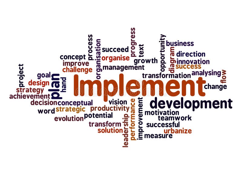 Word Cloud with IMPLEMENT Concept Stock Illustration - Illustration of ...