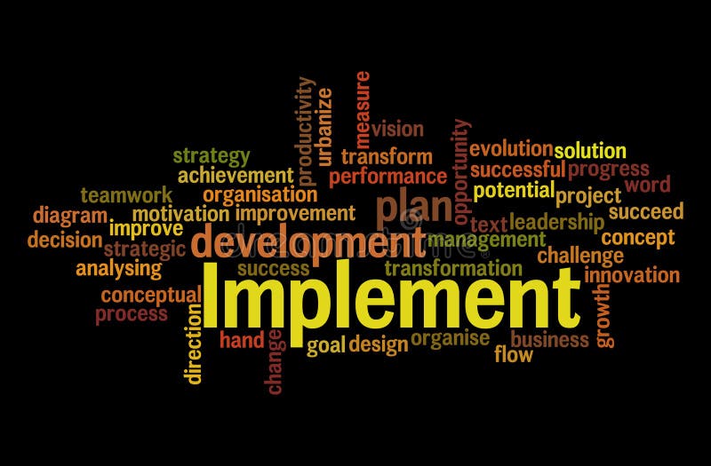 Word Cloud with IMPLEMENT Concept Stock Illustration - Illustration of ...