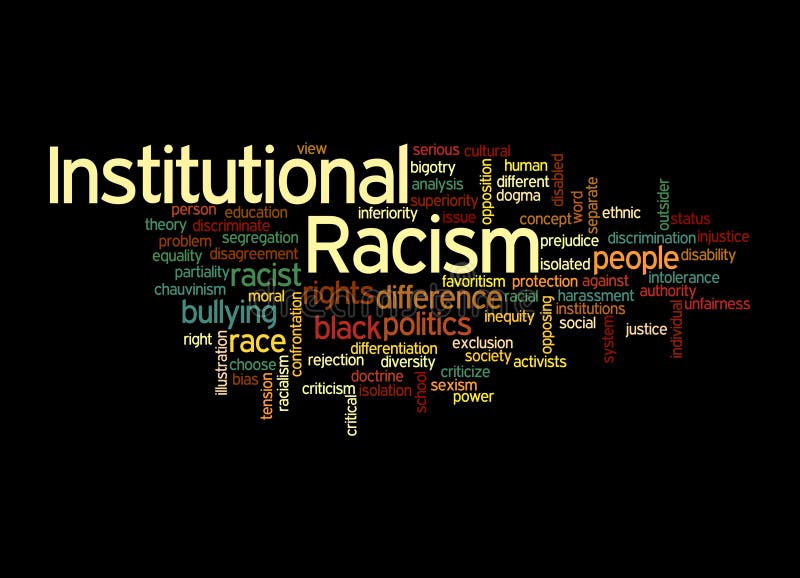Word Cloud with INSTITUTIONAL RACISM Concept, Isolated on a Black ...