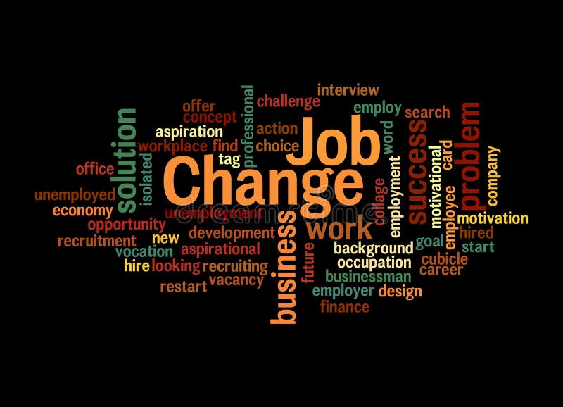 Word Cloud with JOB CHANGE Concept, Isolated on a Black Background ...