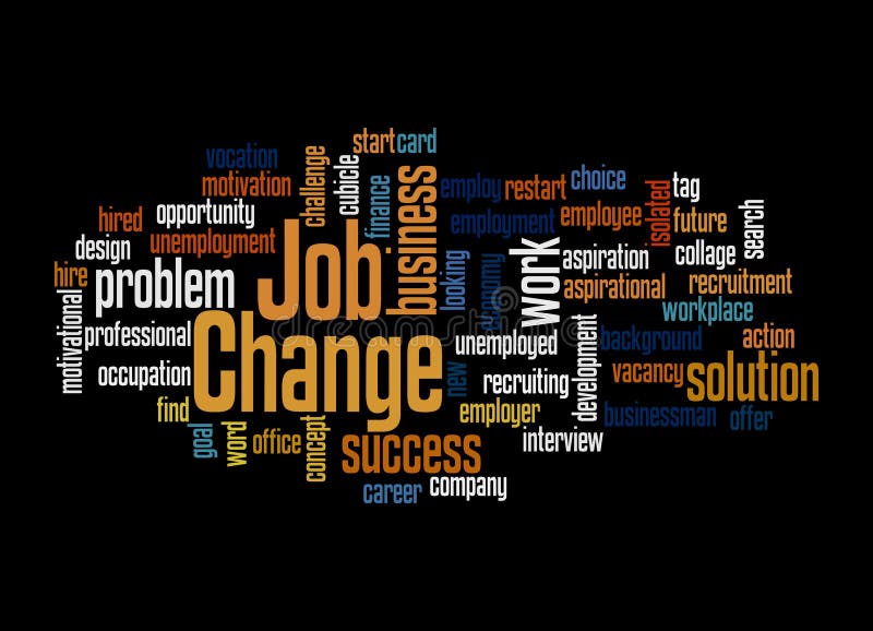 Word Cloud with JOB CHANGE Concept, Isolated on a Black Background ...