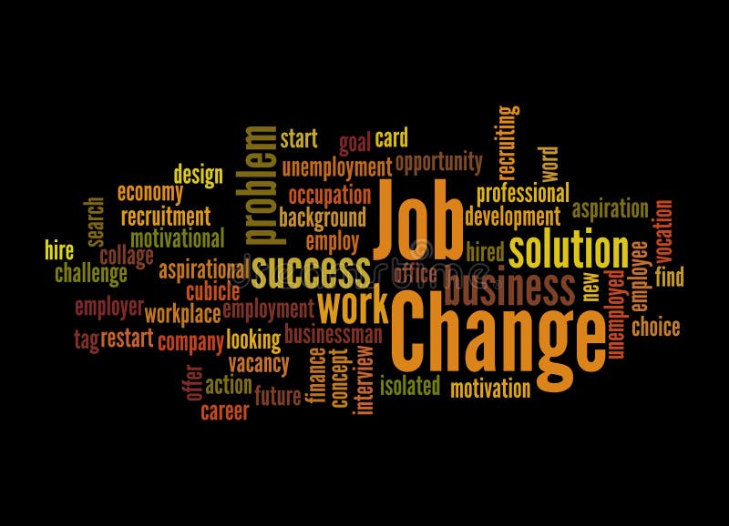 Word Cloud with JOB CHANGE Concept, Isolated on a Black Background ...