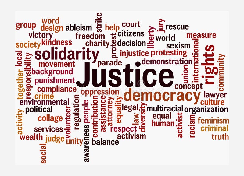 Word Cloud with JUSTICE Concept, Isolated on a White Background Stock ...