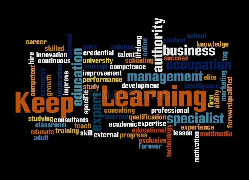 Word Cloud with KEEP LEARNING Concept, Isolated on a Black Background ...