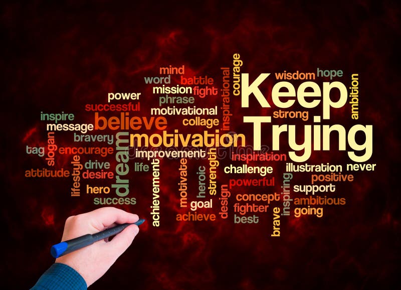 Word Cloud with KEEP TRYING Concept Create with Text only Stock Image - Image of dream, word ...