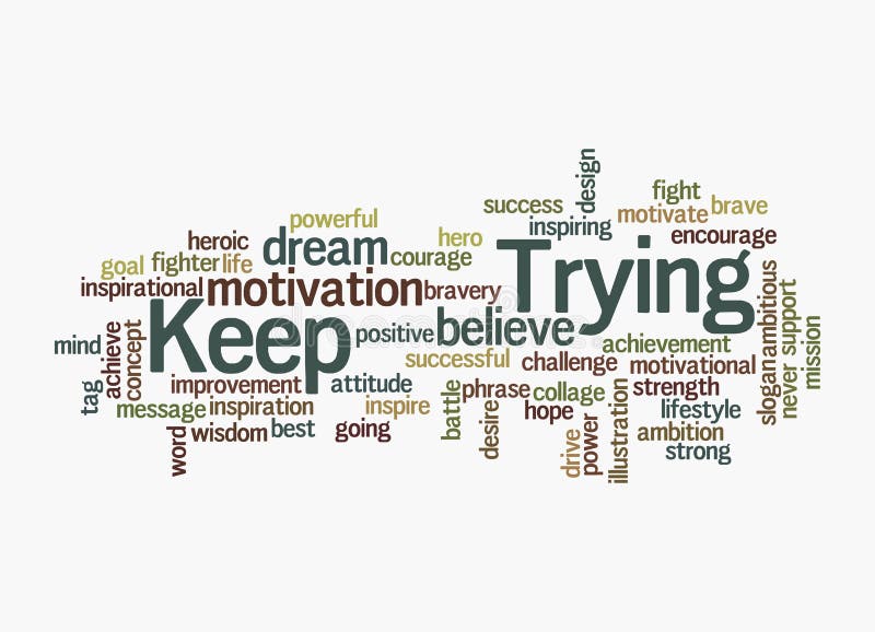 Word Cloud with KEEP TRYING Concept, Isolated on a White Background ...