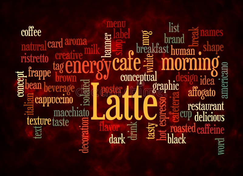 Word Cloud with LATTE Concept Create with Text only Stock Illustration ...