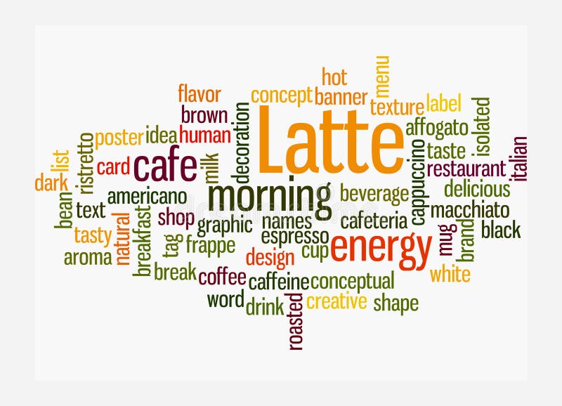 Word Cloud with LATTE Concept, Isolated on a White Background Stock ...