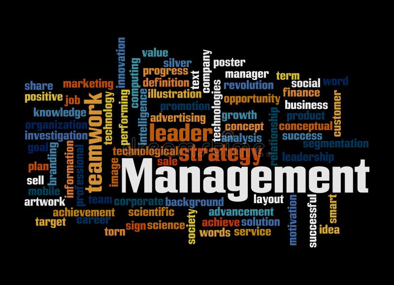 Word Cloud with MANAGEMENT Concept, Isolated on a Black Background ...
