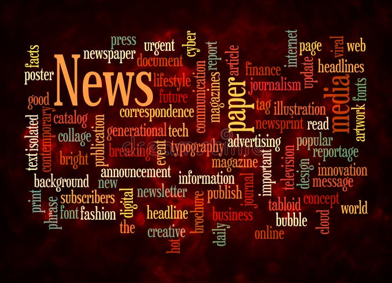 Word Cloud with NEWS Concept Create with Text only Stock Illustration ...