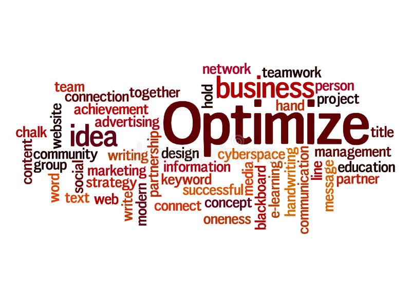 Word Cloud with OPTIMIZE Concept Stock Illustration - Illustration of oneness, handwriting ...