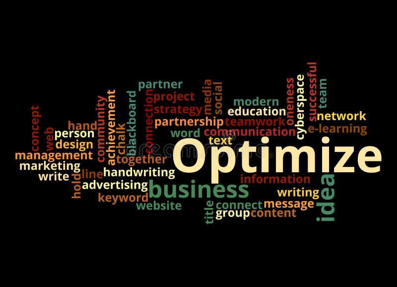 Word Cloud with OPTIMIZE Concept Stock Illustration - Illustration of marketing, optimize: 332679870