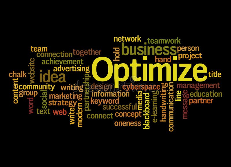 Word Cloud with OPTIMIZE Concept Stock Illustration - Illustration of community, hold: 332680949