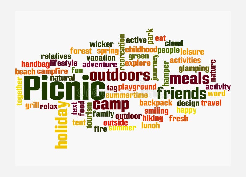 Word Cloud with PICNIC Concept, Isolated on a White Background Stock ...