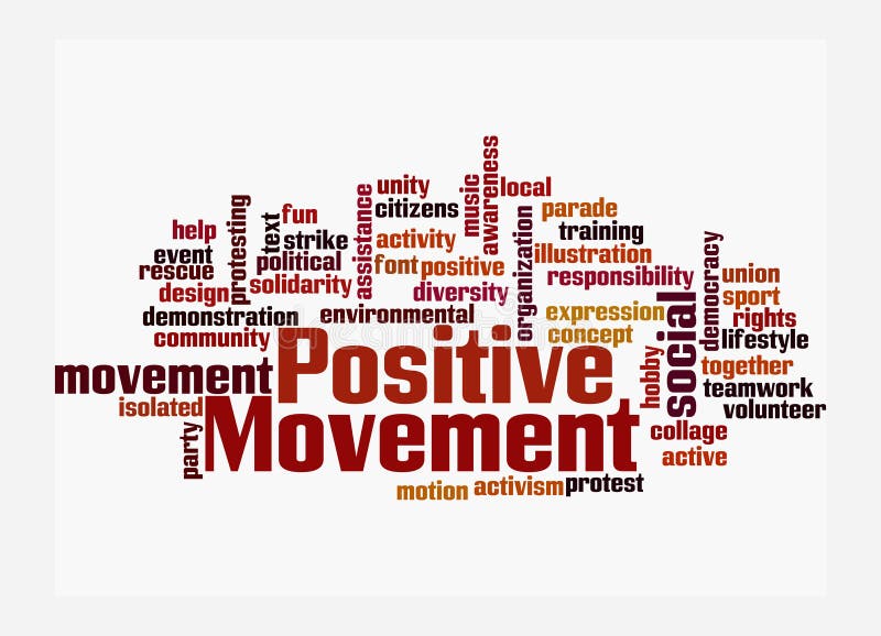 Word Cloud with POSITIVE MOVEMENT Concept, Isolated on a Black ...
