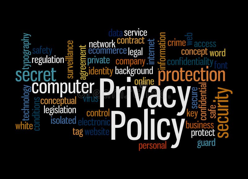 Word Cloud with PRIVACY POLICY Concept, Isolated on a Black Background ...
