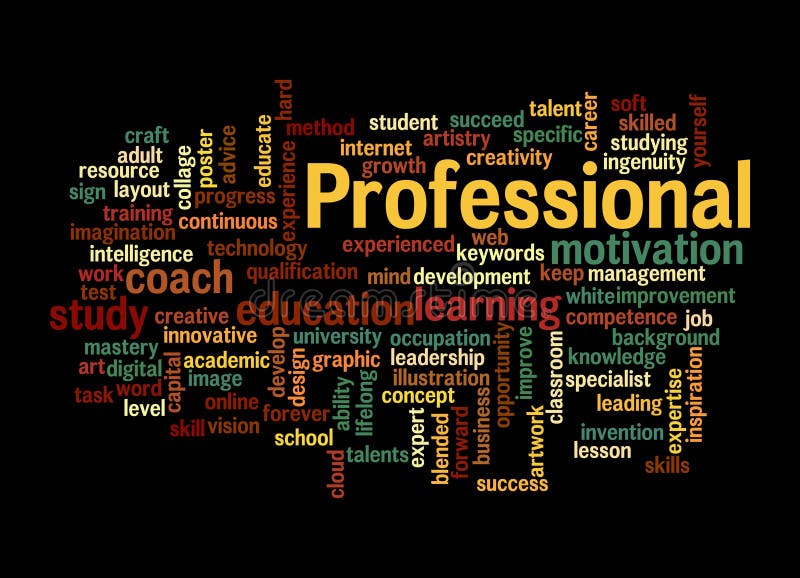Word Cloud with PROFESSIONAL Concept, Isolated on a Black Background ...