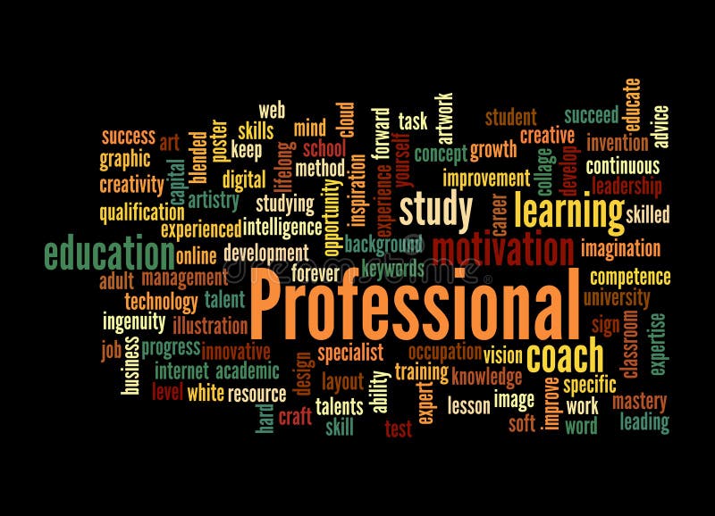 Word Cloud with PROFESSIONAL Concept, Isolated on a Black Background ...